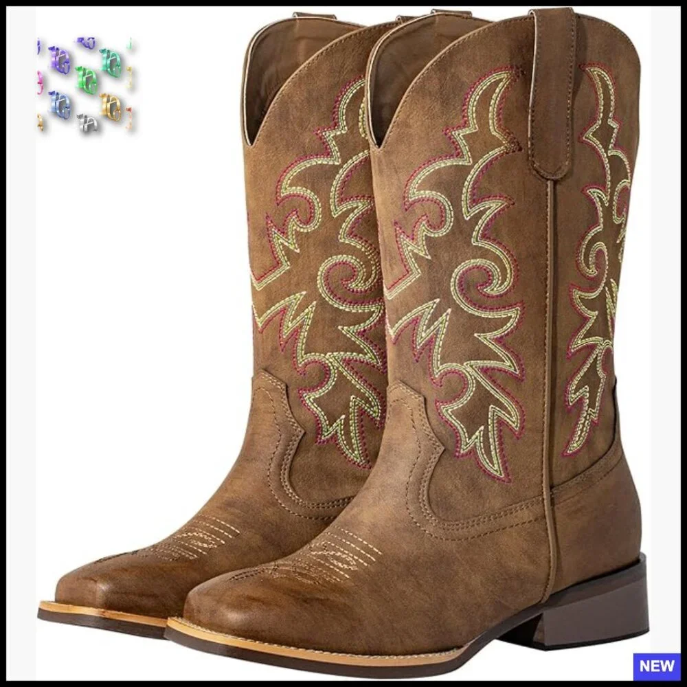 Shoes | Extra Wide Calf Cowboy Boots Square Toe Pullon Western Boots ...